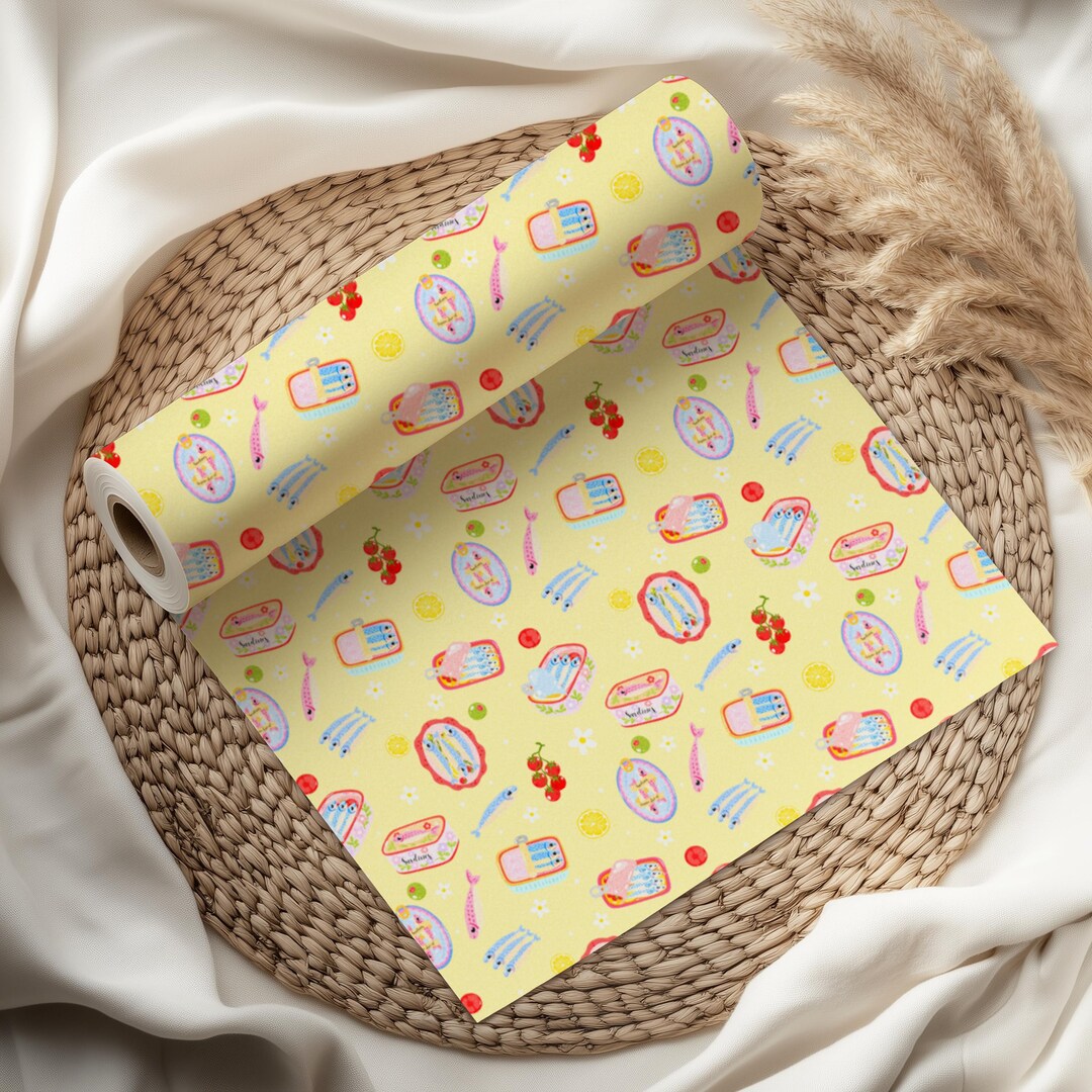 Cute Sardine Wrapping Paper, Fisherman Aesthetic Gift Wrap Paper ...