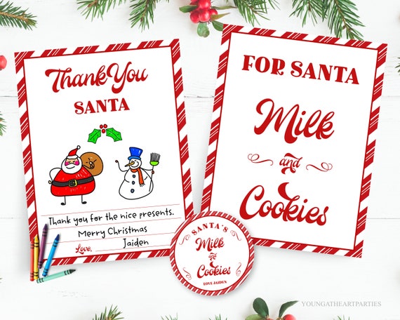 Editable Milk and Cookies For Santa Bundle, Christmas Eve Printables ...