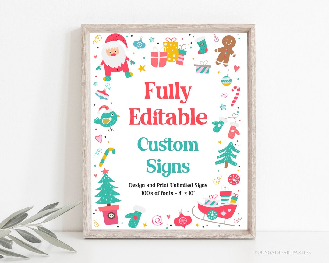 Fully Editable Christmas Party Signs, Create Your Own Christmas Party ...