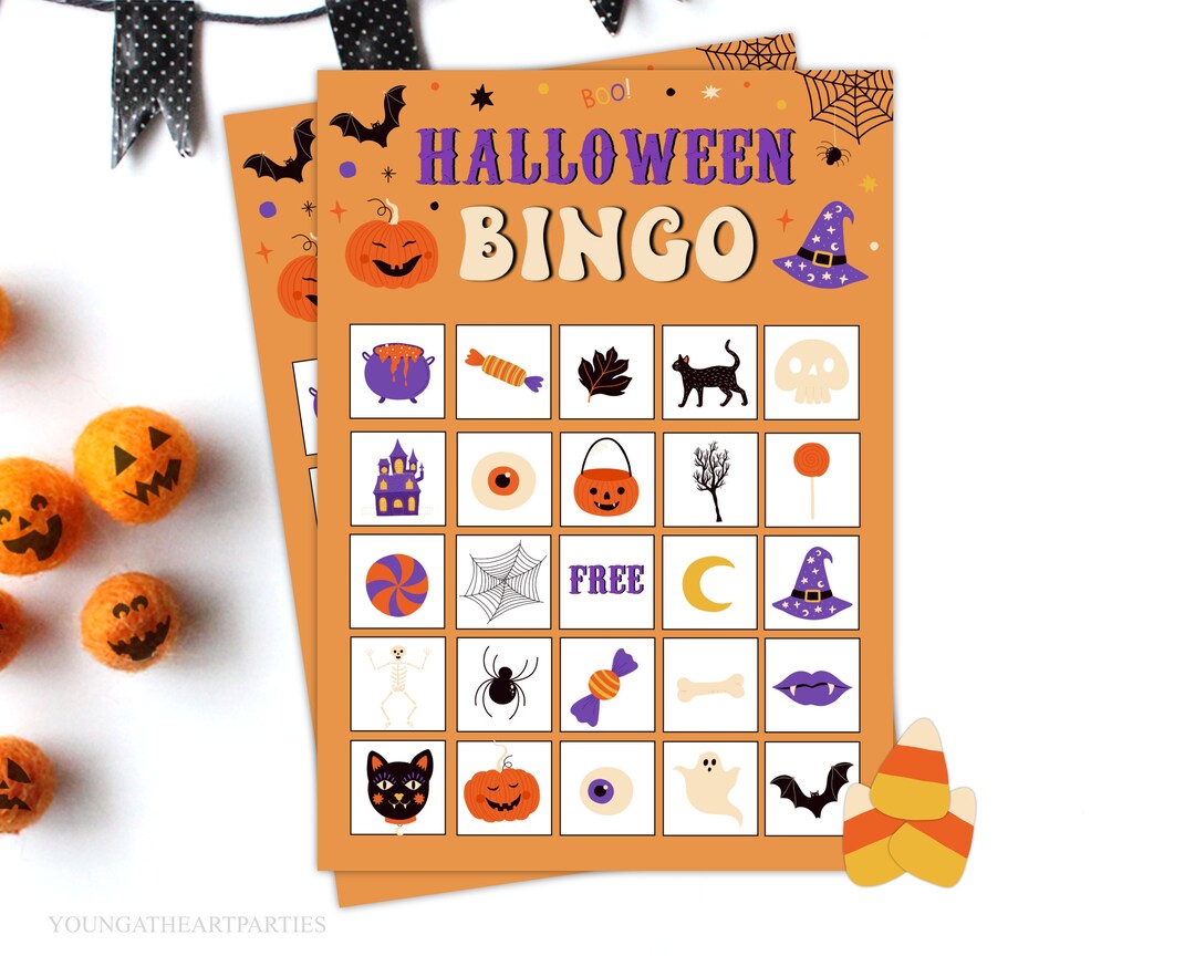 Printable Halloween Bingo Cards, Halloween Bingo Game Set, Halloween ...