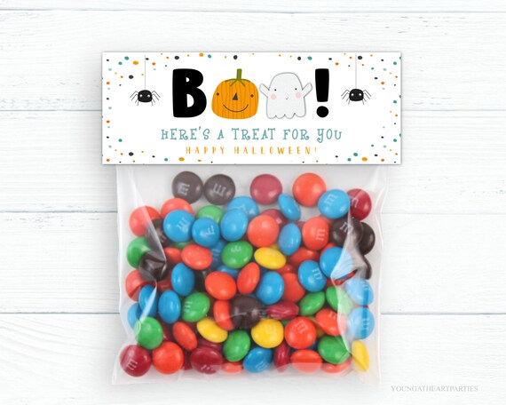 Cute Halloween Treat Bag Toppers, Boo Party Halloween Favors Bag Tag ...
