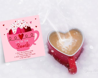 Editable Hot Chocolate Bomb Tag Valentine's Day Hot Cocoa Bomb Tag Your ...