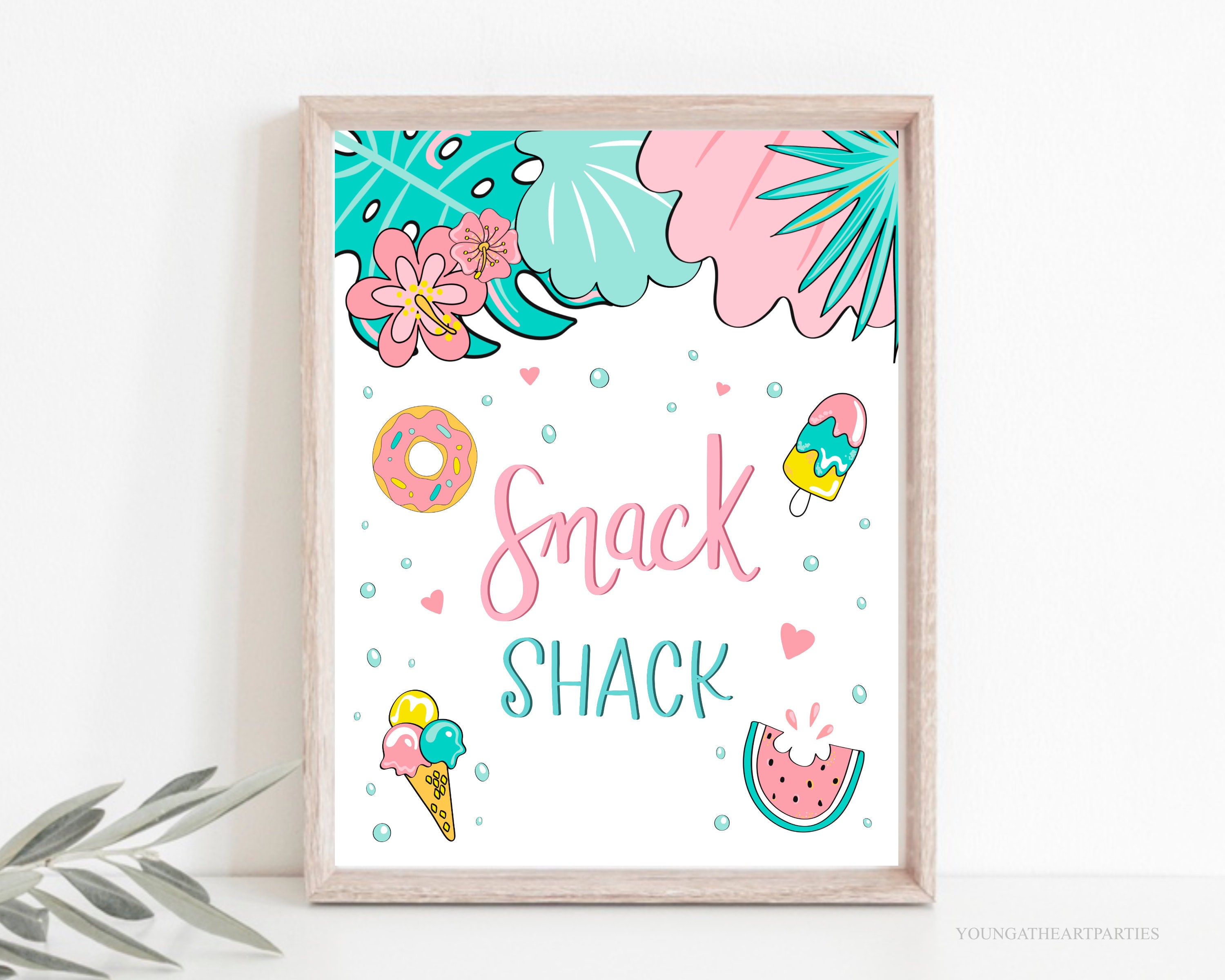 Pastel Pink Pool Party Snack Shack Party Sign Girls Pool - Etsy