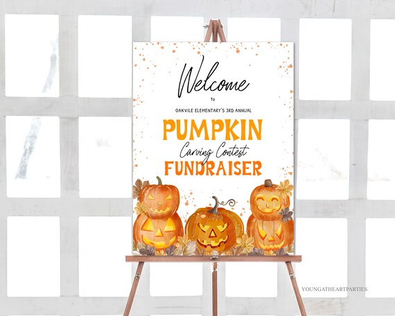 Editable Pumpkin Carving Fundraiser Welcome Sign, Halloween Pumpkin ...