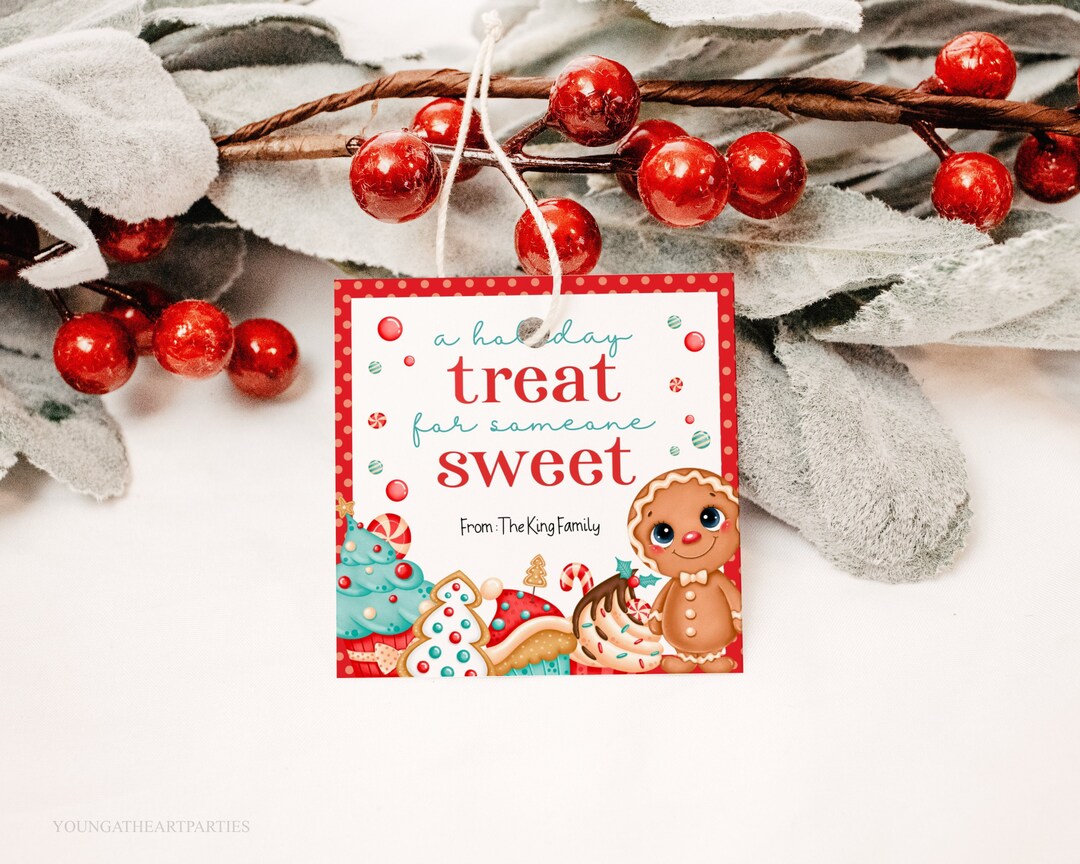 Sweet Treat Christmas Gift Tag, Cute Christmas Tag Sticker, Holiday ...