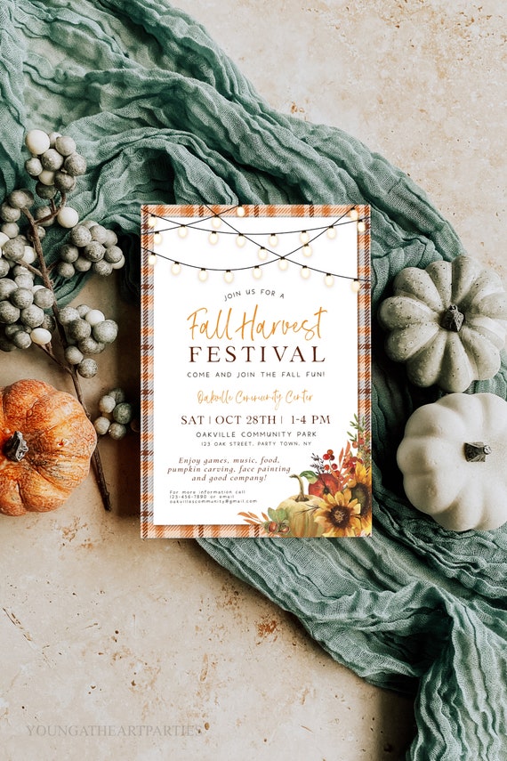 Editable Fall Harvest Festival Invitation, Fall Community Celebration ...
