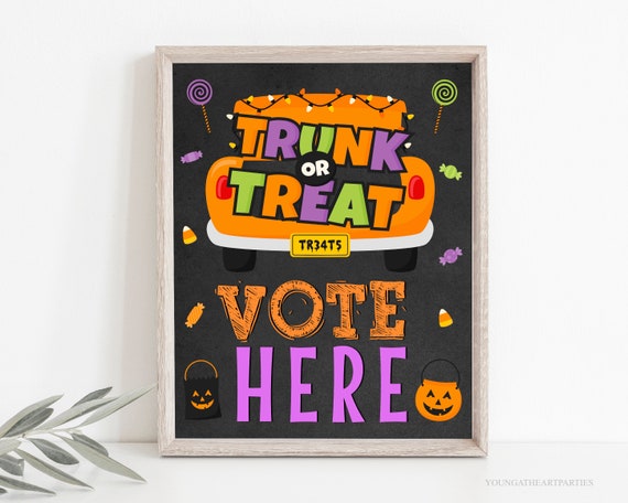 Trunk or Treat Car Decoration Voting Sign, Printable Trunk Or Treat ...