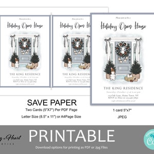 Editable Holiday Open House Invitation, Printable Winter Housewarming ...