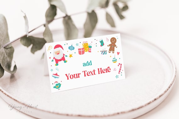Editable Christmas Party Folded Tent Cards, Merry and Bright Christmas ...