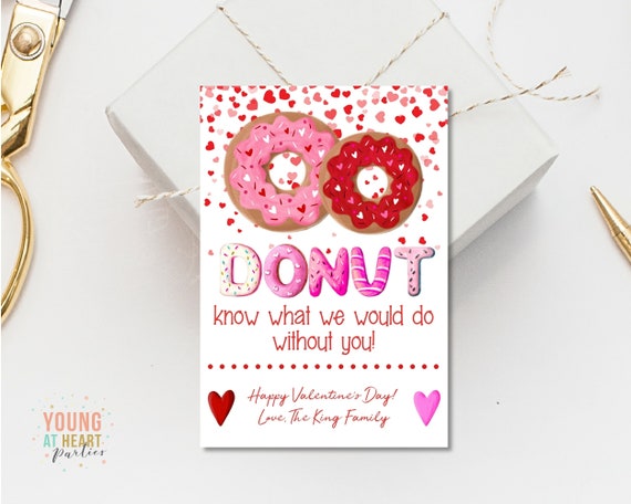 Editable Valentine's Day Donut Gift Tags, Staff Teacher Volunteer ...