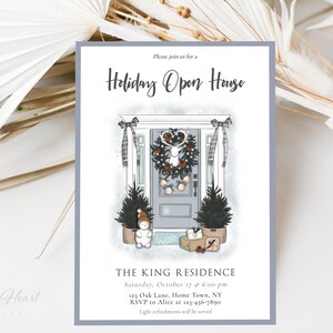 Editable Holiday Open House Invitation, Printable Winter Housewarming ...