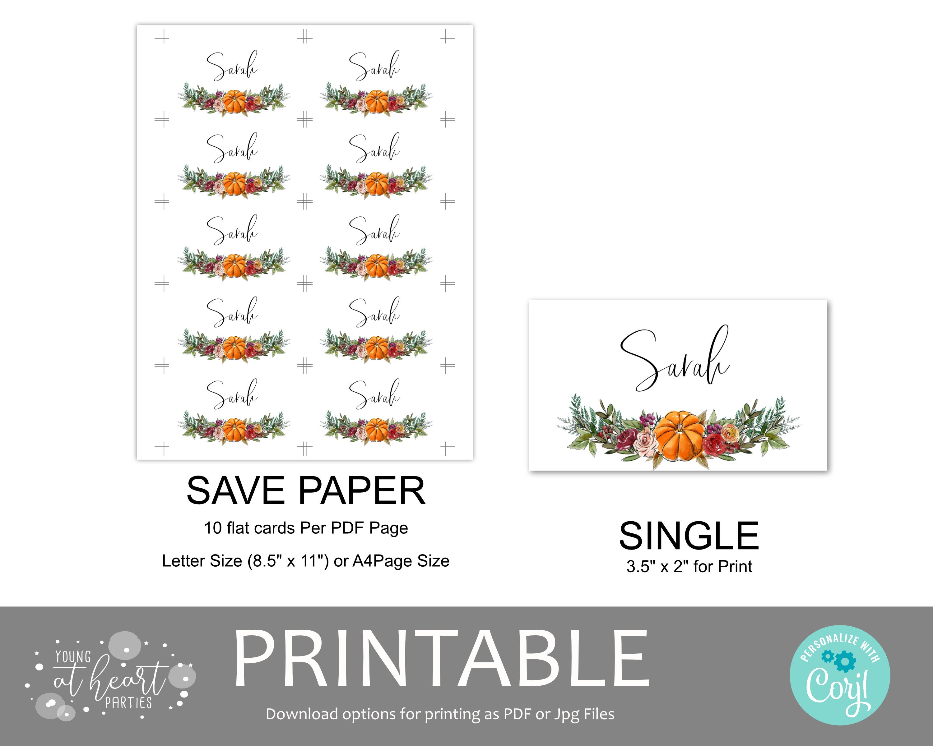 Editable Thanksgiving Place Cards Fall Tent Card Template - Etsy