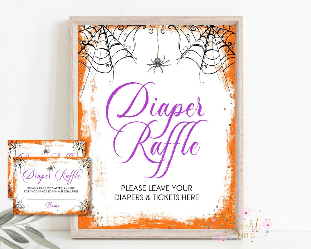 Editable Halloween Baby Shower Diaper Raffle, Halloween Diaper Raffle ...