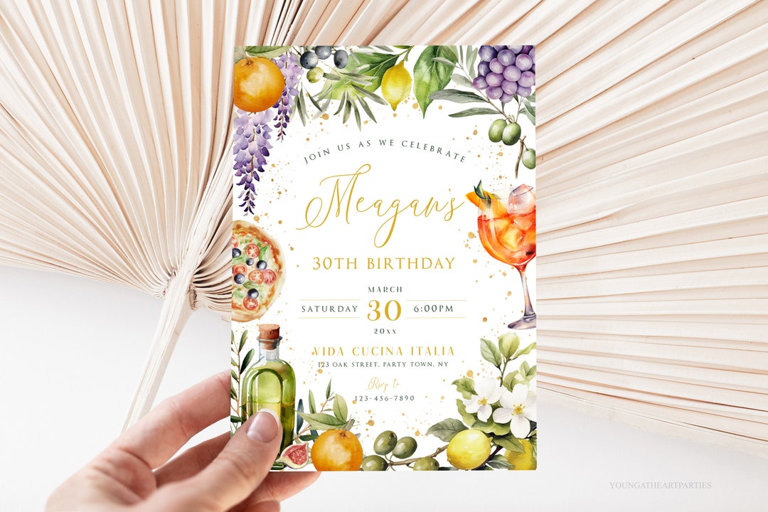 Italy Themed Birthday Party Invite, Italian Amore Style Birthday Party ...