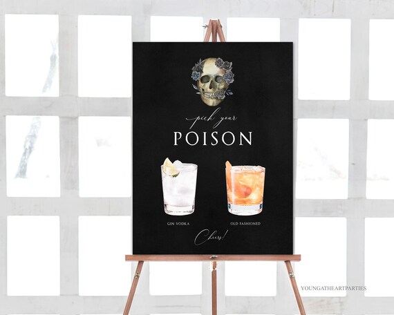 Halloween Bar Menu Sign Template Editable Pick Your Poison - Etsy