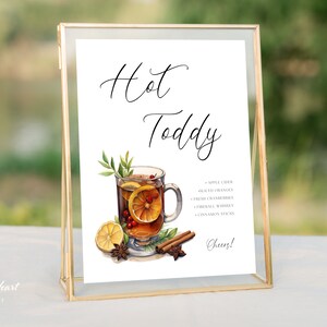 Hot Toddy Cocktail Recipe Sign, Signature Christmas Cocktail Bar Sign ...