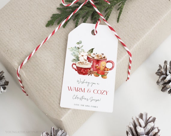 Printable Warm and Cozy Gift Tag, Editable Cosy Holidays Gift Tag ...