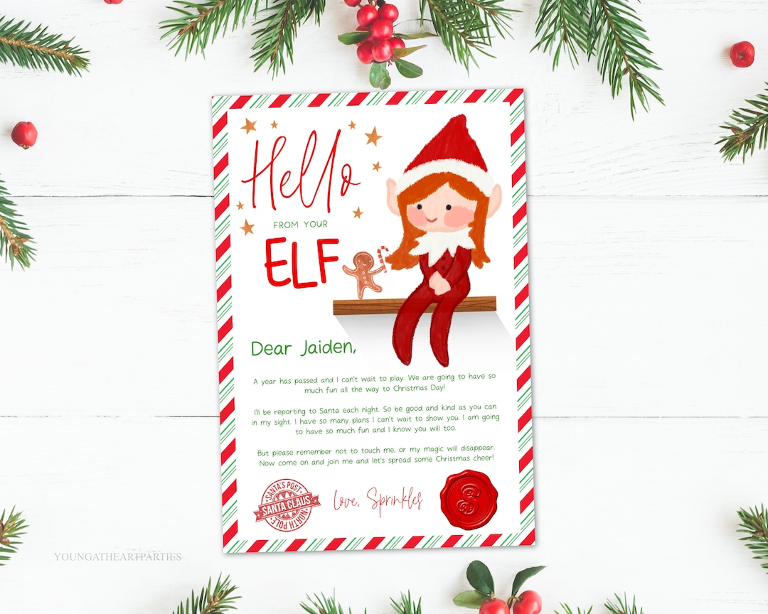 Plantilla de carta de llegada de elfo por primera vez, nueva carta de elfo editable Navidad ...