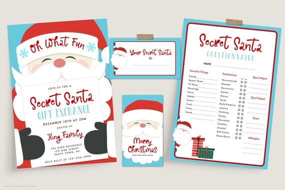 Editable Secret Santa Template Bundle, Printable Secret Santa ...