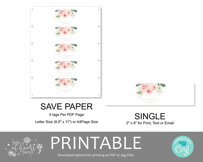 Blush Pink Floral Water Bottle Labels Template Editable Blush - Etsy