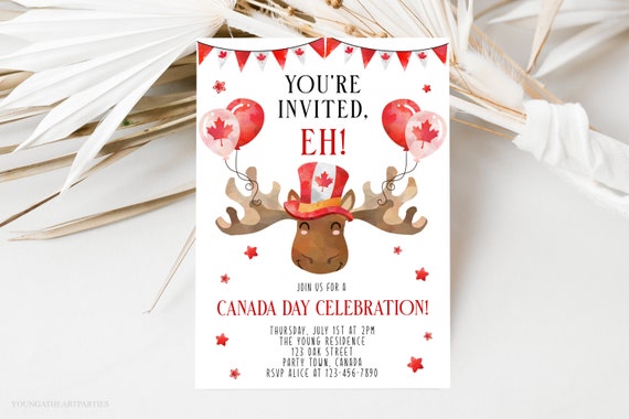 Editable Canada Day Celebration Invitation, Canada Day Party Invite ...