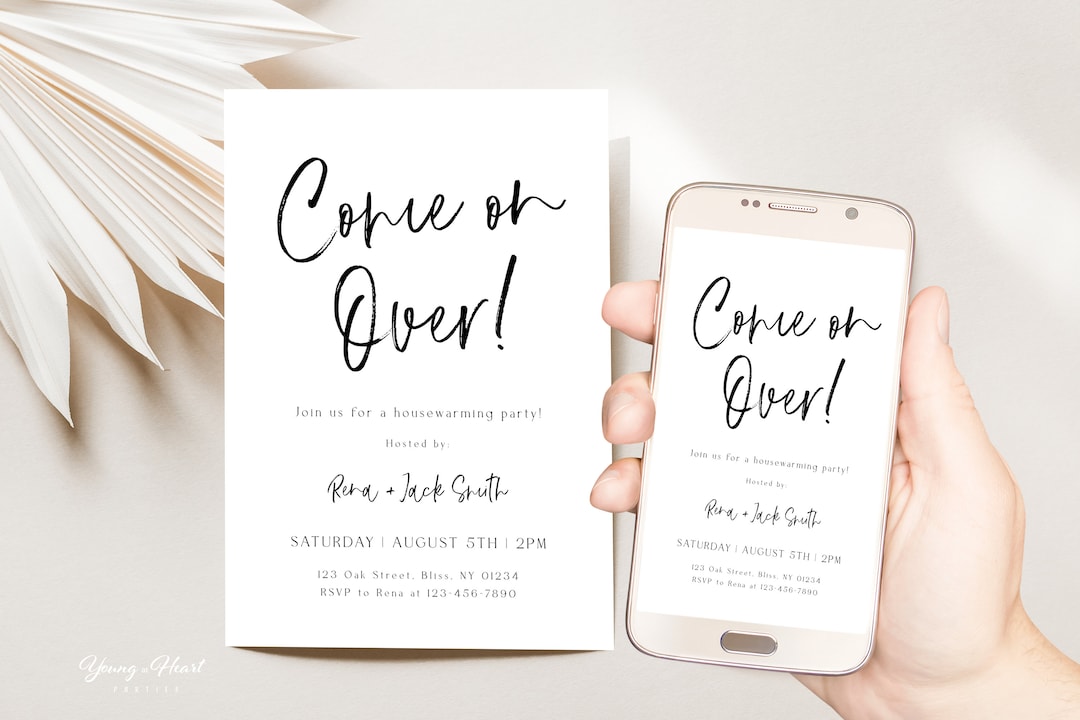 Minimalist Housewarming Party Invitation, Modern Come on Over Party ...