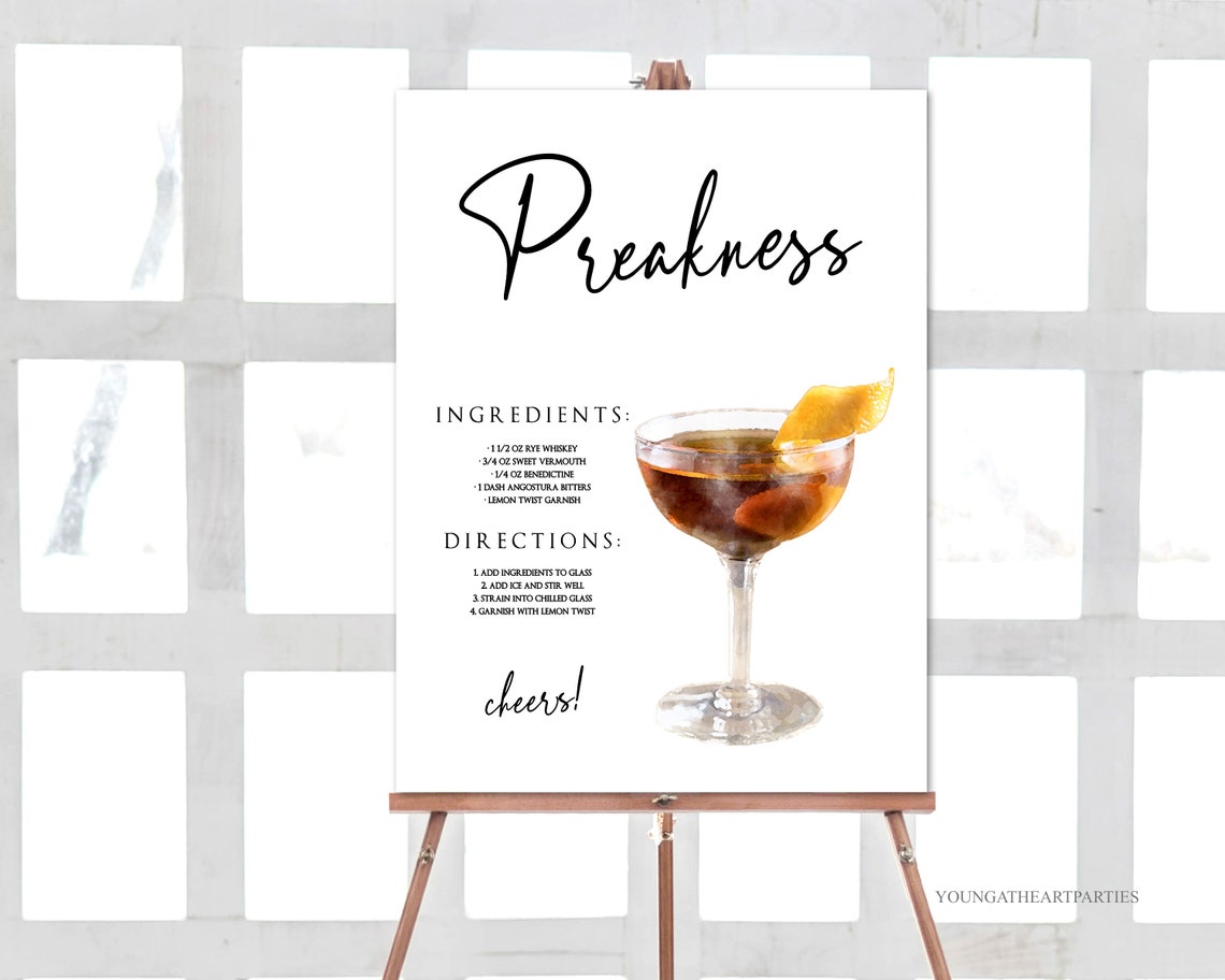 Preakness Drink Bar Menu Sign Template Preakness Signature - Etsy