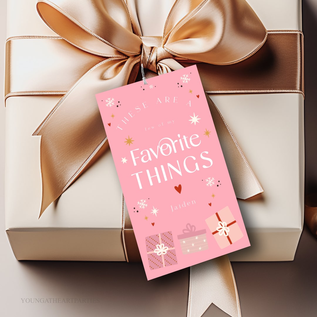 Pink Boho Favorite Things Gift Tag, Favorite Things Favor, Printable ...