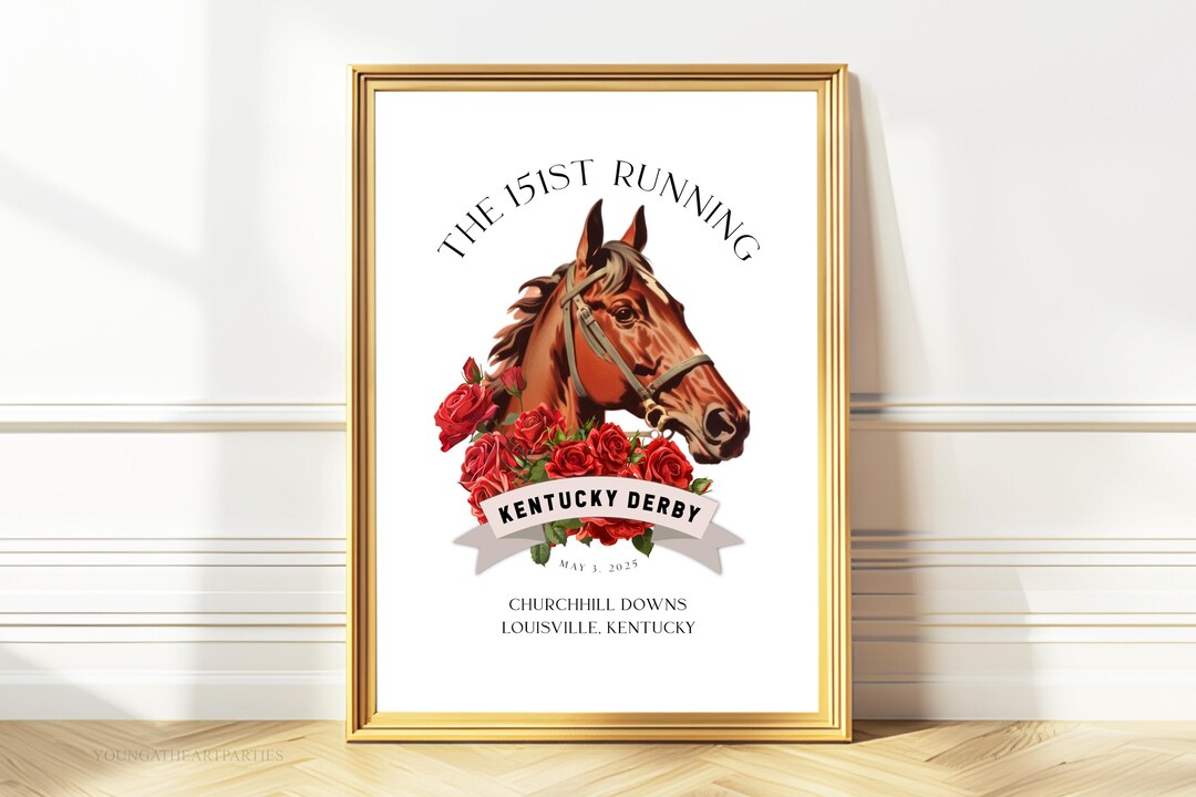Kentucky Derby Poster Wall Art, 151st Running Kentucky Derby Party ...