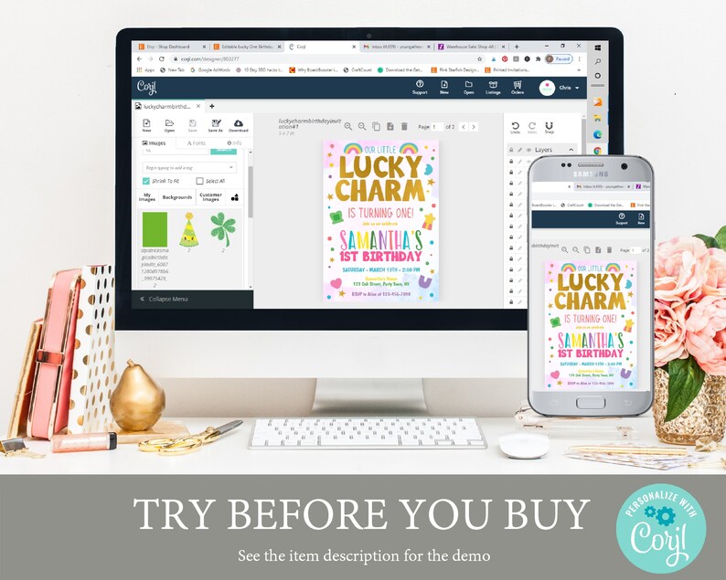 Editable Lucky Charm Birthday Invitation St. Patrick's 1st - Etsy