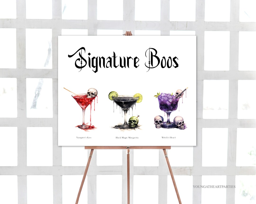 Custom Halloween Signature Boos Sign, Halloween Bar Menu Poster ...