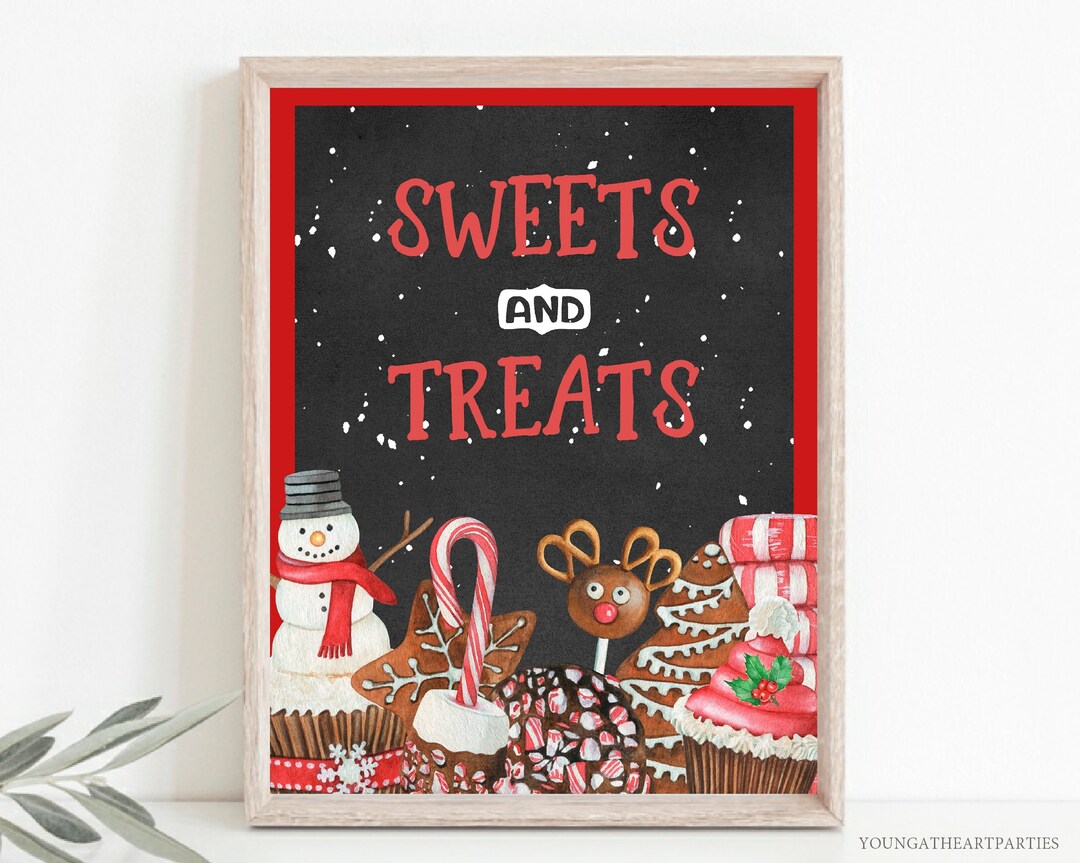 Christmas Sweet Treats Bar Sign Printable Sweets Table Sign Cookies ...