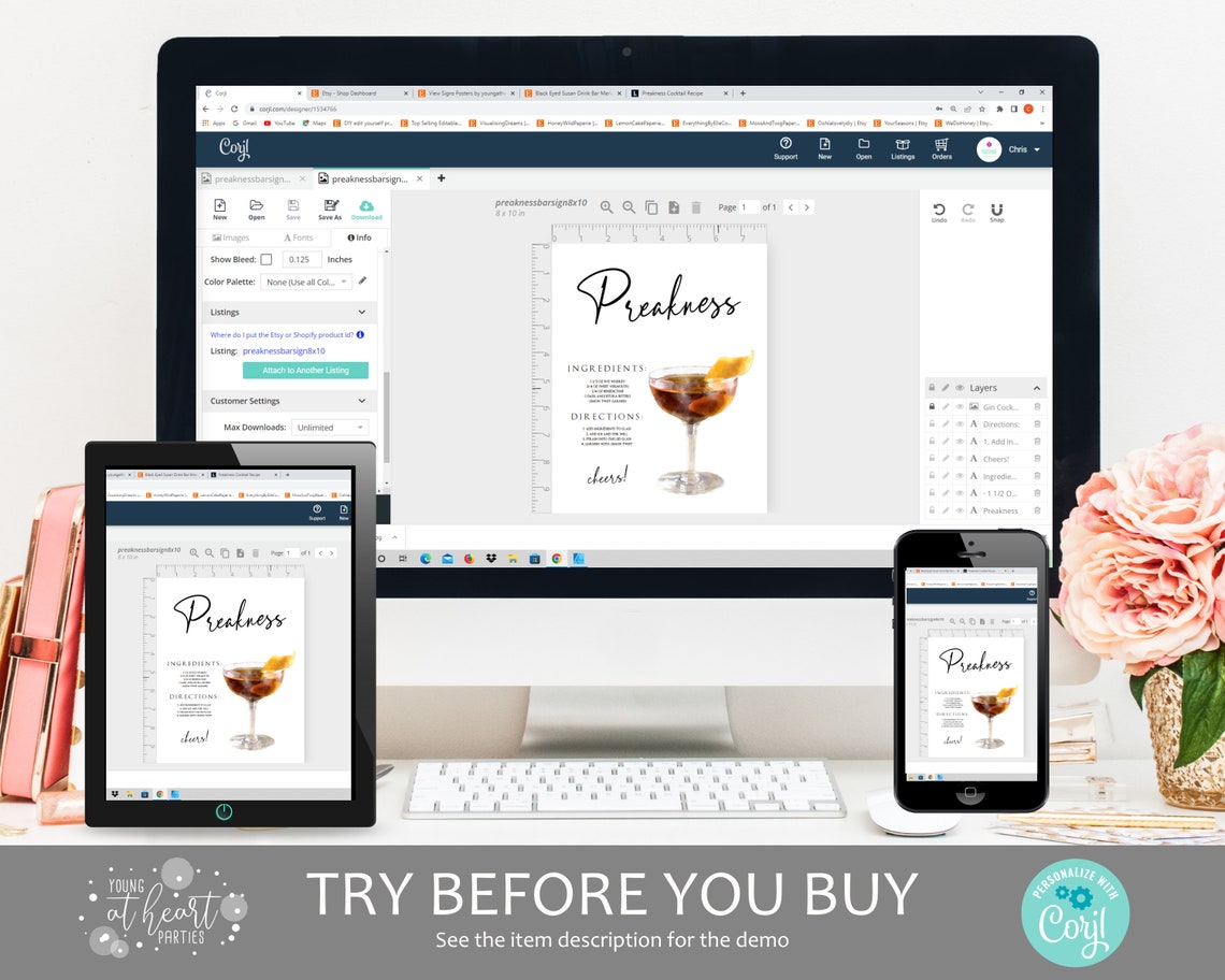 Preakness Drink Bar Menu Sign Template Preakness Signature - Etsy