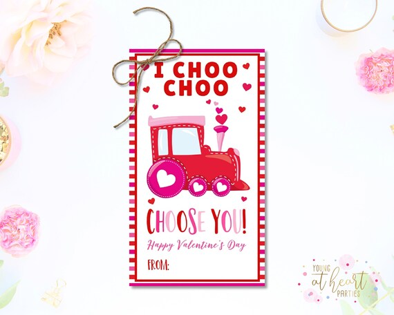 Editable Train Valentine's Day Gift Tag Valentine I Choo Choo Choose ...