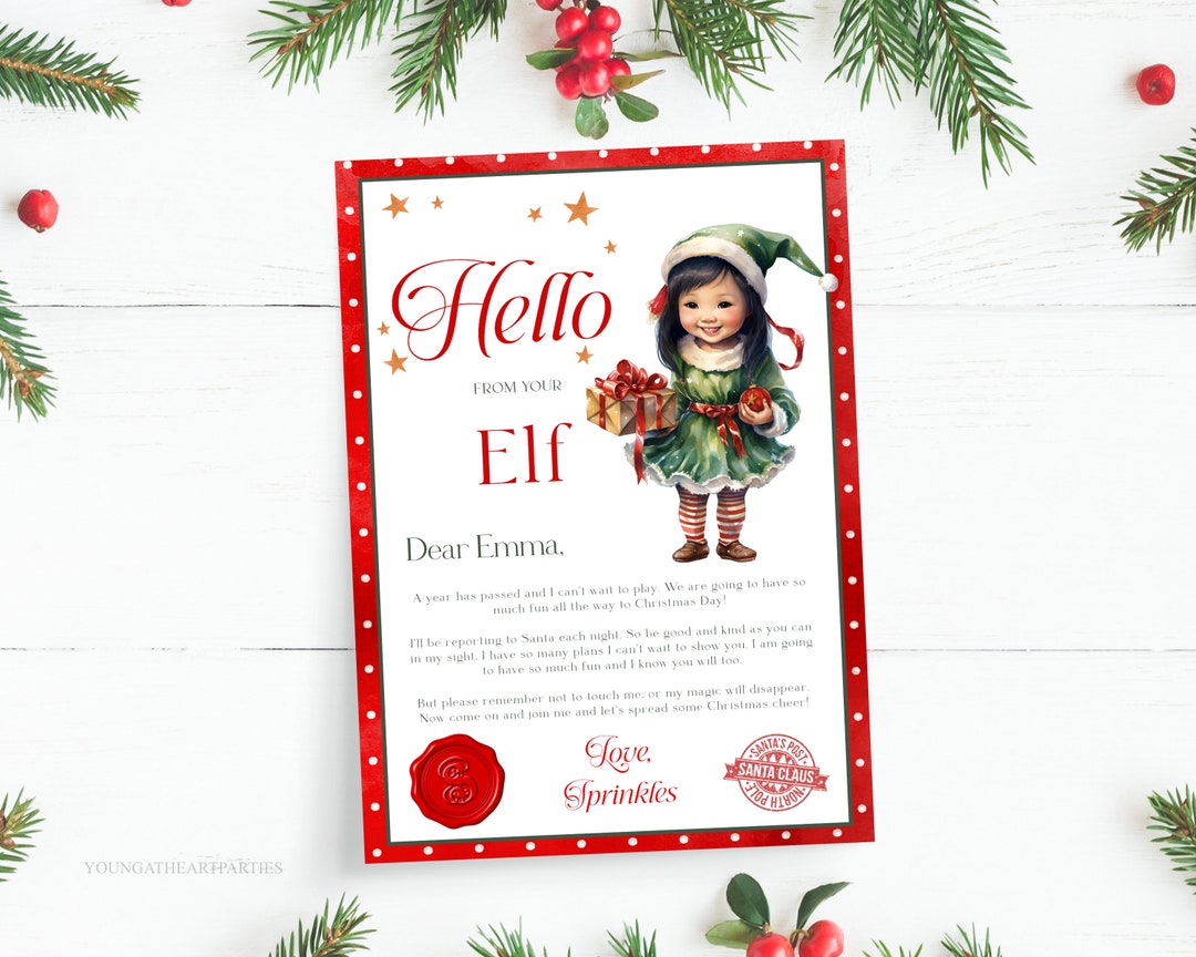 Editable Asian Girl Elf Arrival Letter, Hello From Your Elf Letter ...