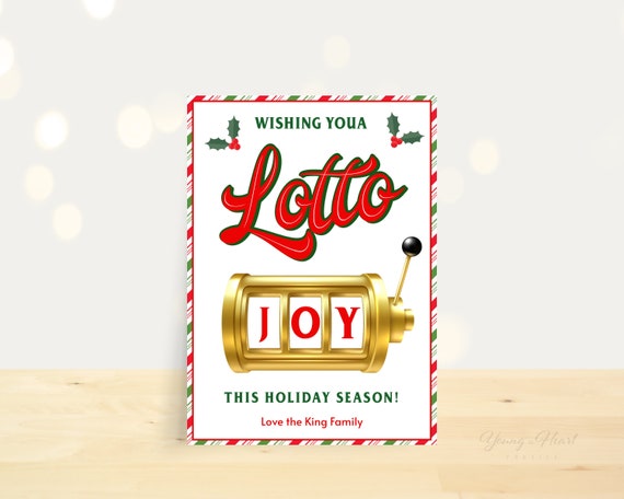 Printable Christmas Lottery Gift Tag Card, Editable Wishing You a Lotto ...
