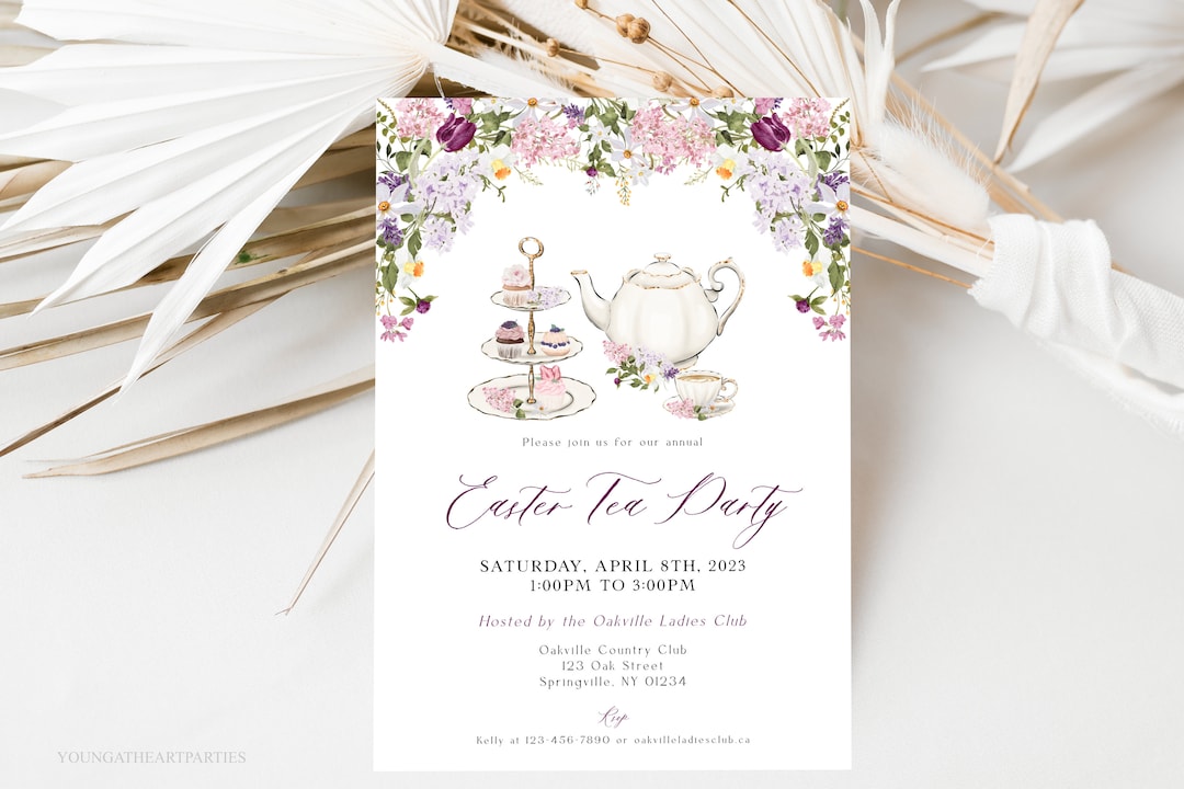Spring Tea Party Invitation Template, Editable Spring Tea Party ...