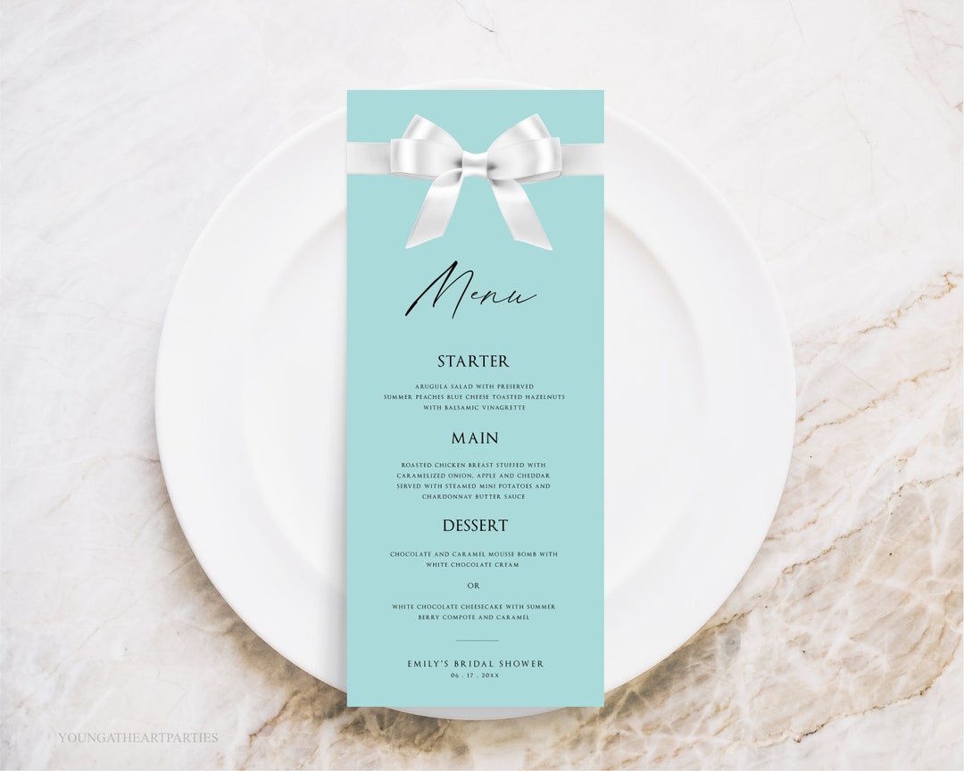 Bride and Co. Menu Card Template, Editable Breakfast at Shower Theme ...