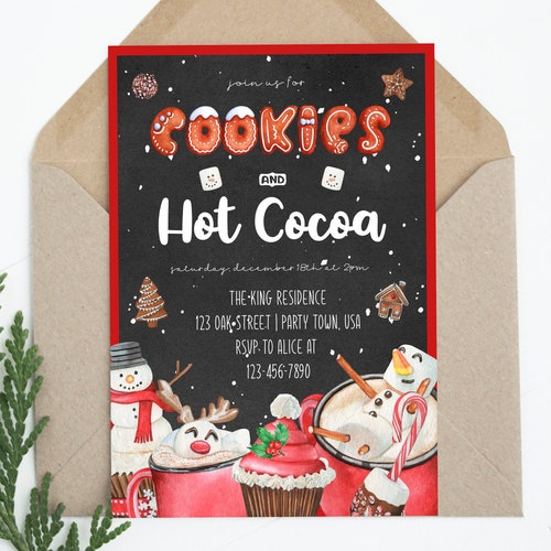 Editable Cookies and Cocoa Invitation Template Christmas - Etsy