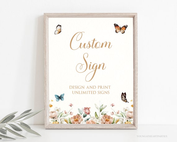 Wildflower Butterfly Custom Signs, Butterflies Editable Sign Template ...