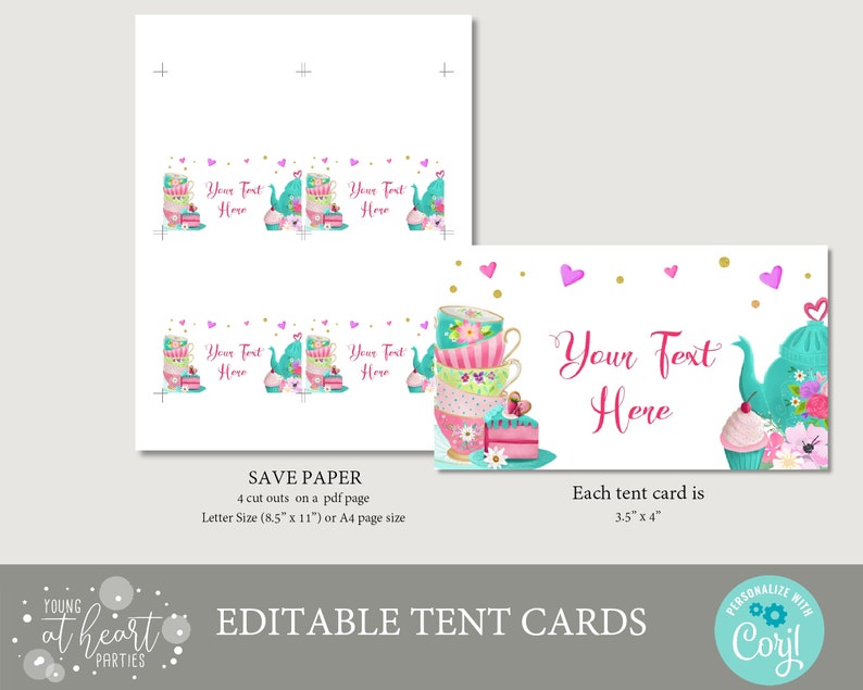 Editable Tea Party Food Labels Tea Place Card Tent Card Escort - Etsy