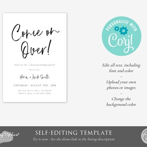 Minimalist Housewarming Party Invitation, Modern Come on Over Party ...