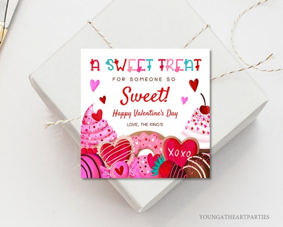Editable Valentine's Day Sweet Treat Favor Tag Cupcake Treat Bag Tag ...