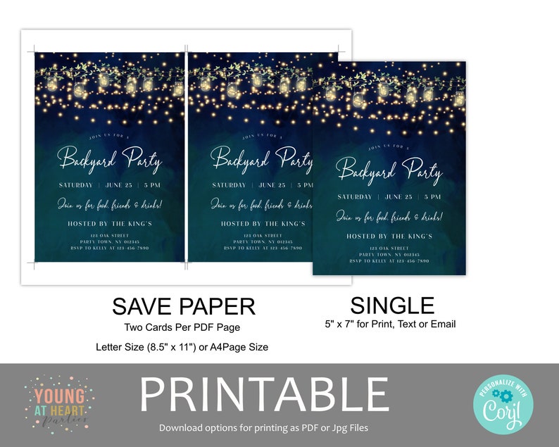 Garden Party Invitation Template Backyard Party Invitation - Etsy