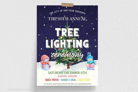 Christmas Tree Lighting Flyer Template, Editable Holiday Tree Lighting ...