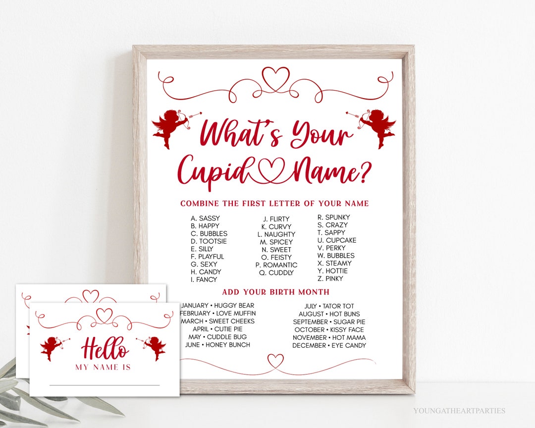 What's Your Cupid Name Game, Editable Cupid Party Game, Valentine's Day ...