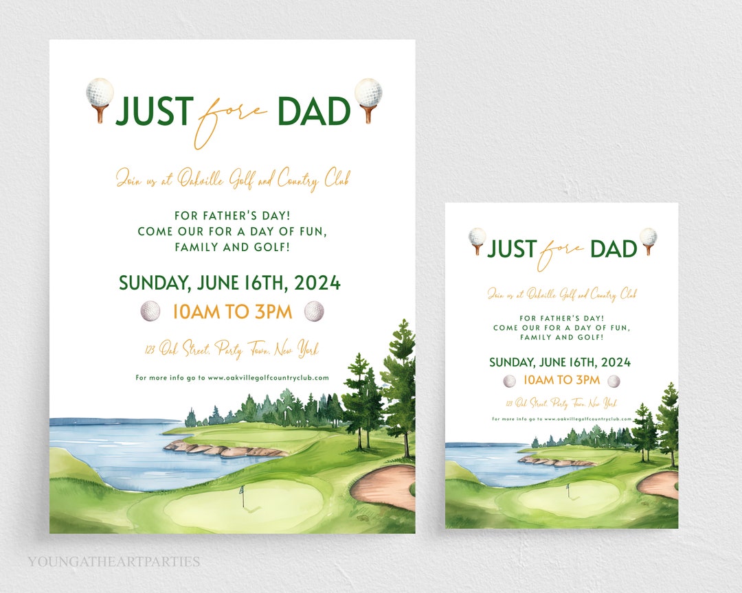 Father's Day Golf Flyer Template, Just Fore Day Golf Day Poster, Father ...