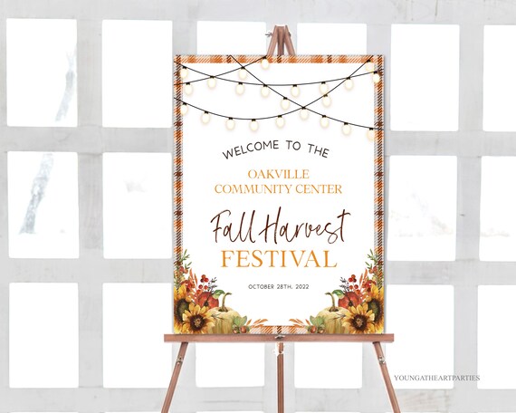 Editable Fall Harvest Festival Welcome Sign, Autumn Welcome Poster ...