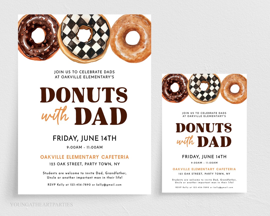 Editable Donuts With Dad Flyer Template, Donuts With Dad, Donuts With Dad Poster, Donuts With ...