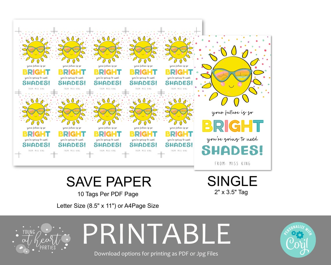 Your Future is so Bright Gift Tag Template End of Term Gift - Etsy